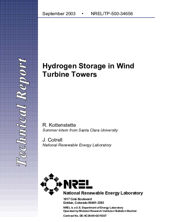 (PDF) Hydrogen Storage in Wind Turbine Towers