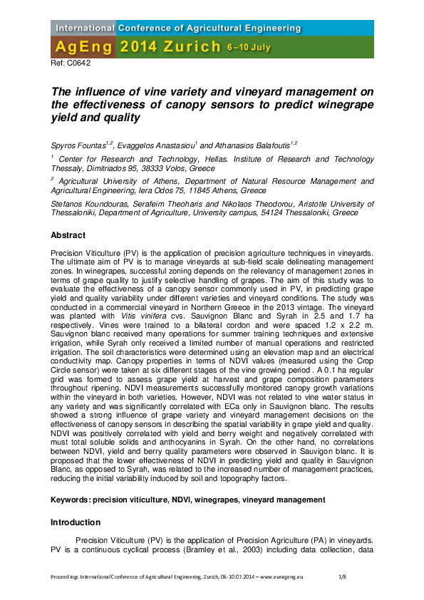 (PDF) The influence of vine variety and vineyard management on the ...