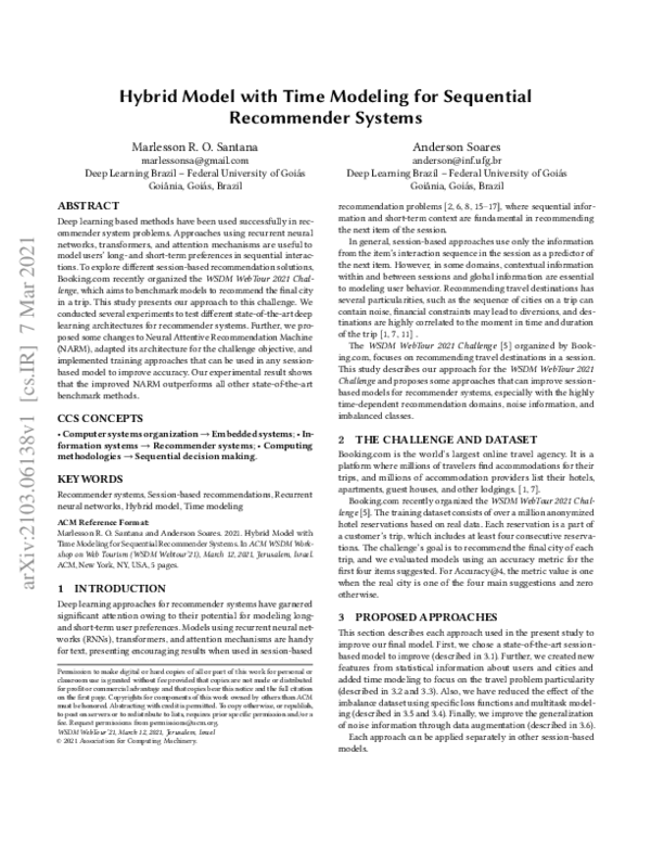 (PDF) Hybrid Model with Time Modeling for Sequential Recommender Systems