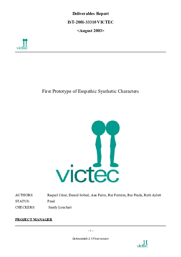 (DOC) First Prototype of Empathic Synthetic Characters | Rui Prada ...