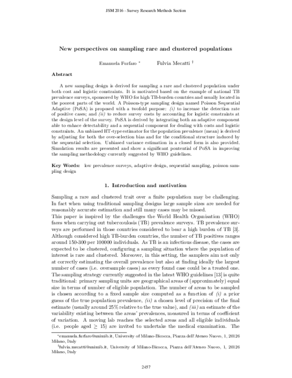 (PDF) New Perspectives In Sampling Rare and Clustered Populations | Fulvia Mecatti - Academia.edu