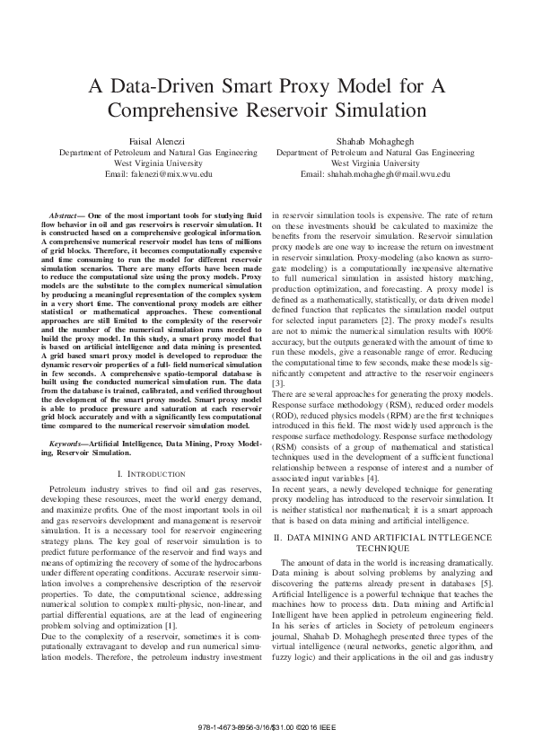 (PDF) A data-driven smart proxy model for a comprehensive reservoir simulation