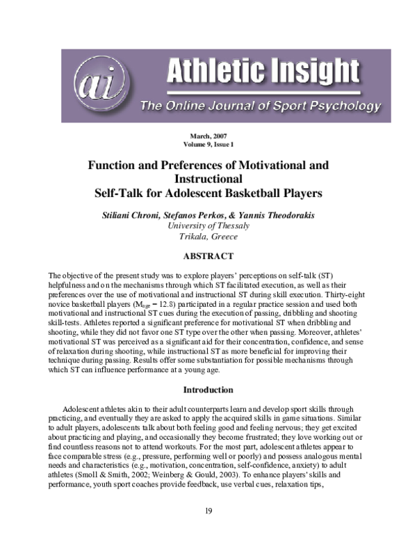 (PDF) Function and Preferences of Motivational and Instructional Self ...