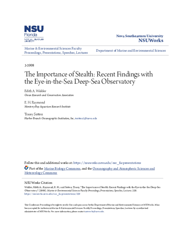 (PDF) The Importance of Stealth: Recent Findings with the Eye-in-the ...
