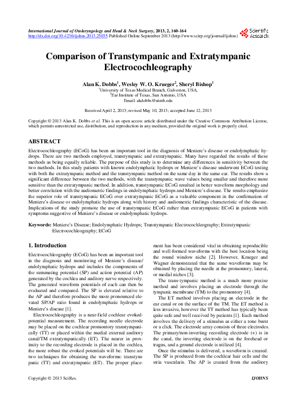 (PDF) Comparison of Transtympanic and Extratympanic ...