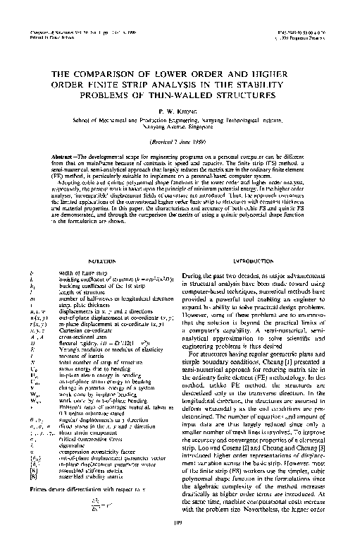 (PDF) The comparison of lower order and higher order finite strip analysis in the stability ...