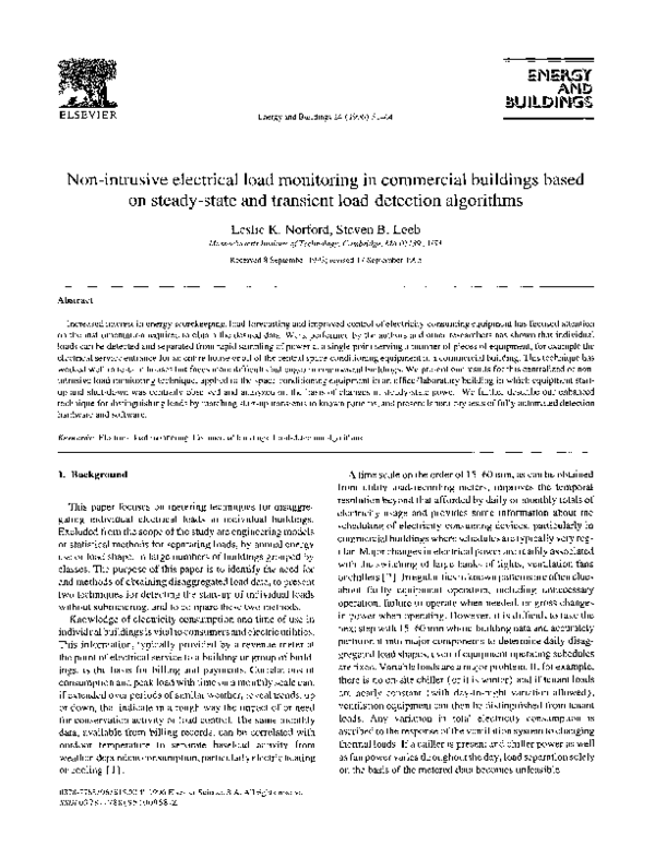 Pdf Non Intrusive Electrical Load Monitoring In Commercial Buildings Based On Steady State And