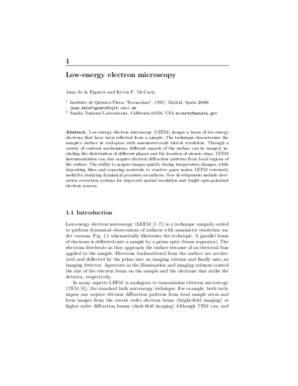 (PDF) 1 Low-energy electron microscopy | Juan de la Figuera - Academia.edu