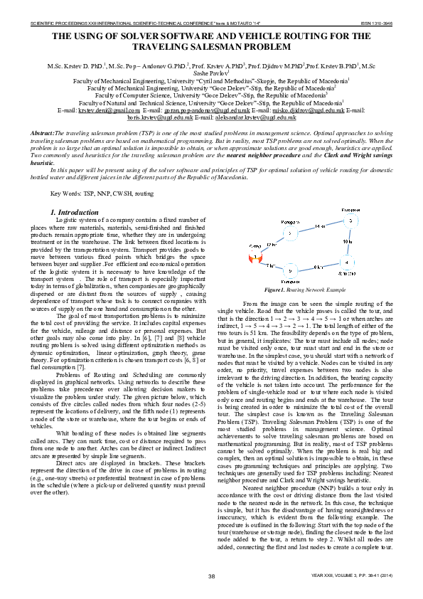 (PDF) The using of solver software and vehicle routing for the ...