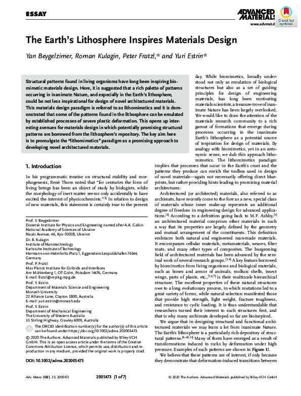 (PDF) The Earth's Lithosphere Inspires Materials Design
