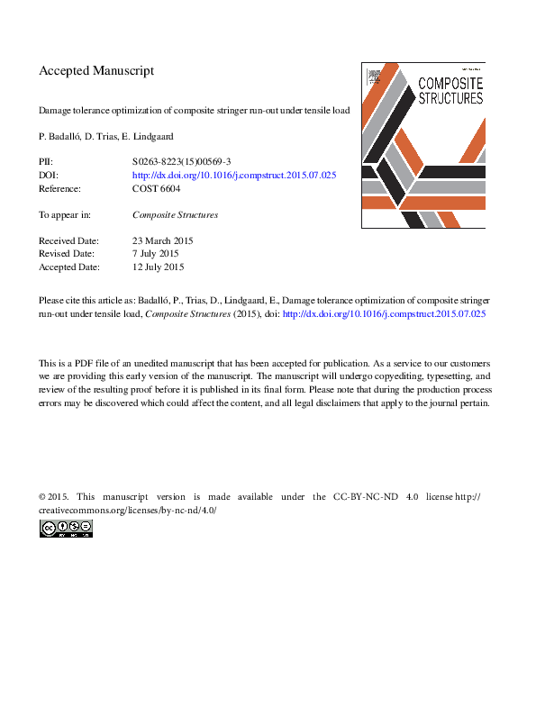(PDF) Damage tolerance optimization of composite stringer run-out under ...