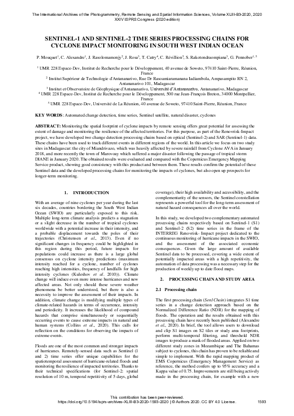 (PDF) SENTINEL-1 and SENTINEL-2 Time Series Processing Chains for Cyclone Impact Monitoring in ...
