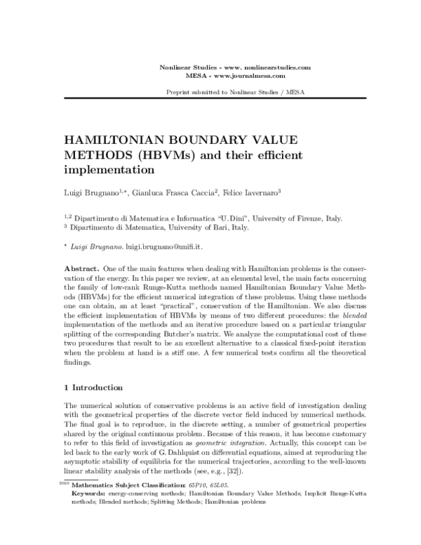 (PDF) Hamiltonian boundary value methods (HBVMs) and their efficient implementation | Luigi ...