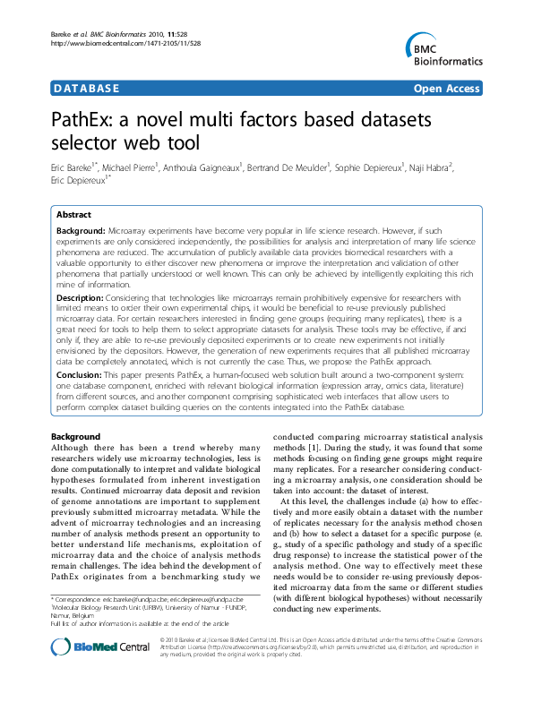 (PDF) PathEx: a novel multi factors based datasets selector web tool