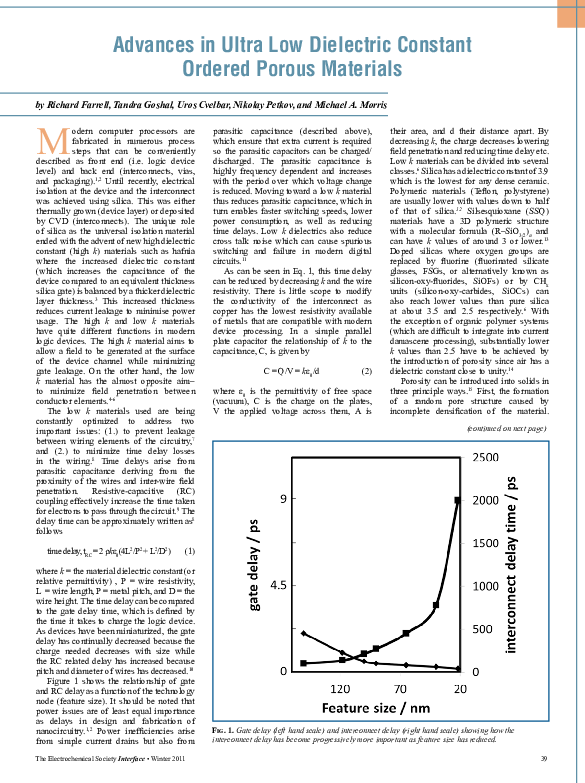 (PDF) Advances in Ultra Low Dielectric Constant Ordered Porous Materials
