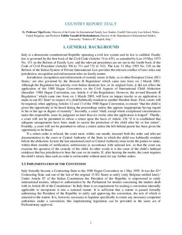 (PDF) Country Report of Italy