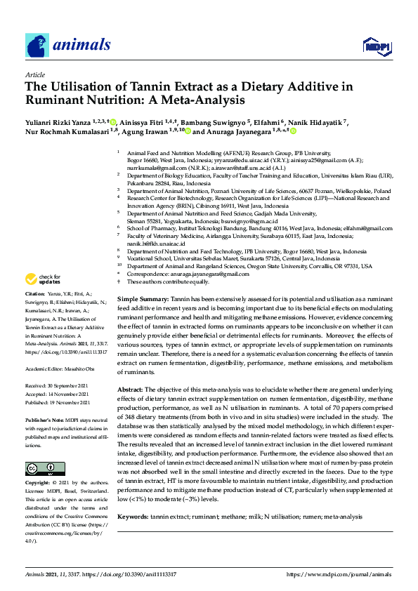 (PDF) The Utilisation of Tannin Extract as a Dietary Additive in ...
