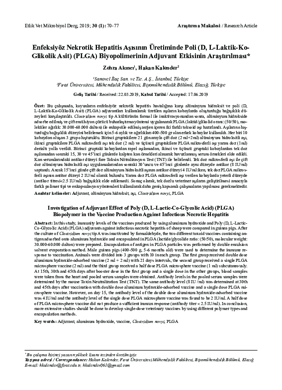 (PDF) Investigation of Adjuvant Effect of Poly ( D , L-Lactic-Co ...