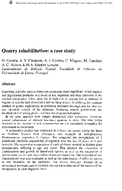 (PDF) Quarry rehabilitation: a case study