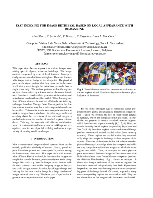 (PDF) Fast indexing for image retrieval based on local appearance with ...
