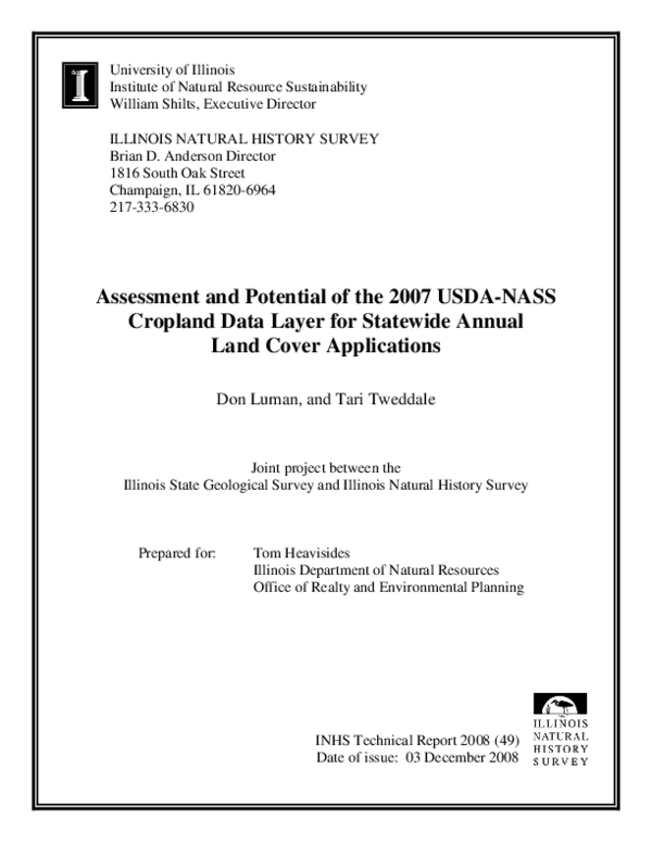 (PDF) Assessment and Potential of the 2007 USDA-NASS Cropland Data ...