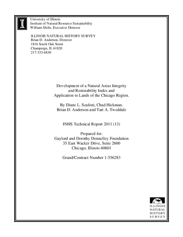 (PDF) Development of a Natural Areas Integrity and Restorability Index ...