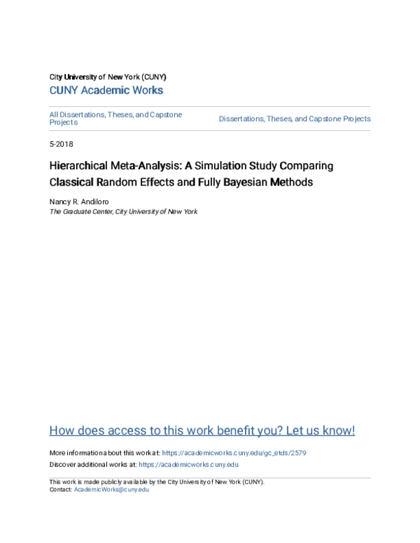 (PDF) Hierarchical Meta-Analysis: A Simulation Study Comparing ...