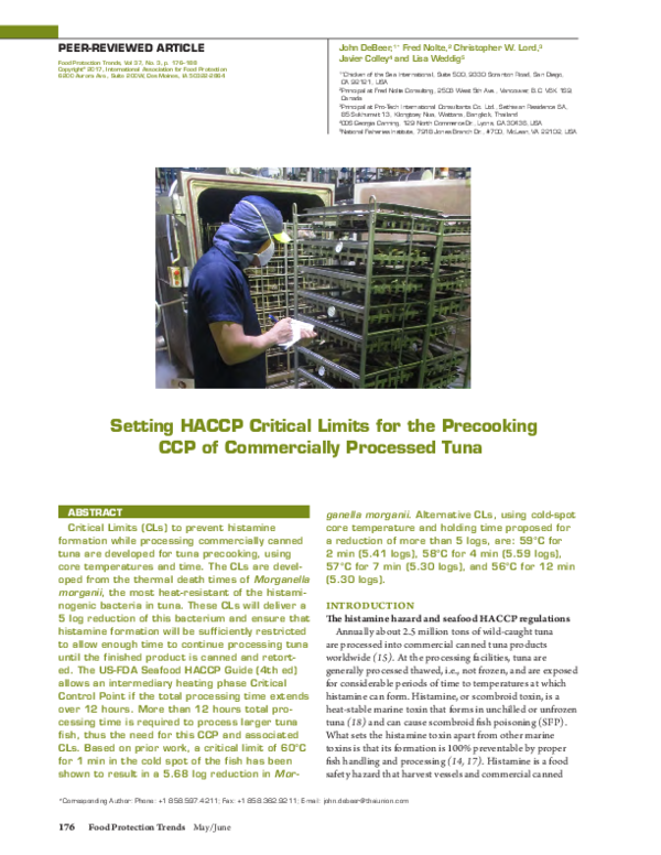 (PDF) Setting HACCP Critical Limits for the Precooking CCP of ...