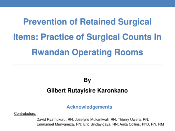 (PDF) Prevention of Retained Surgical Items: Practice of Surgical ...