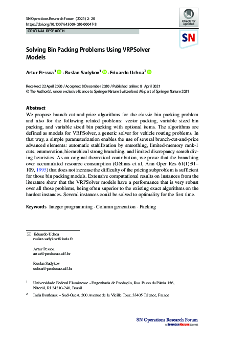 (PDF) Solving Bin Packing Problems Using VRPSolver Models
