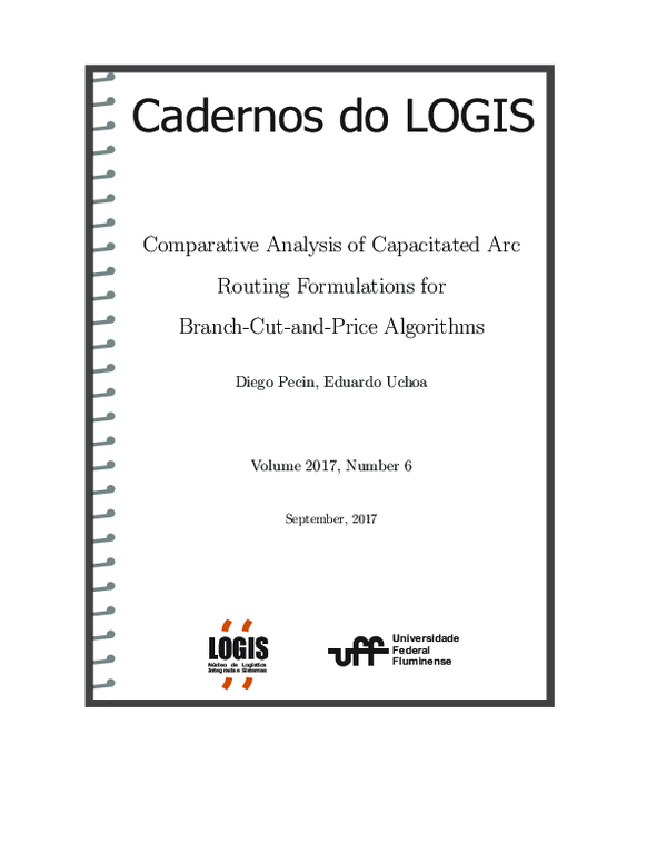 Pdf Comparative Analysis Of Capacitated Arc Routing Formulations For Branch Cut And Price