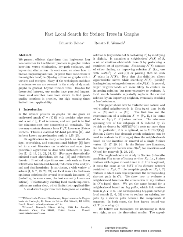 (PDF) Fast local search for steiner trees in graphs
