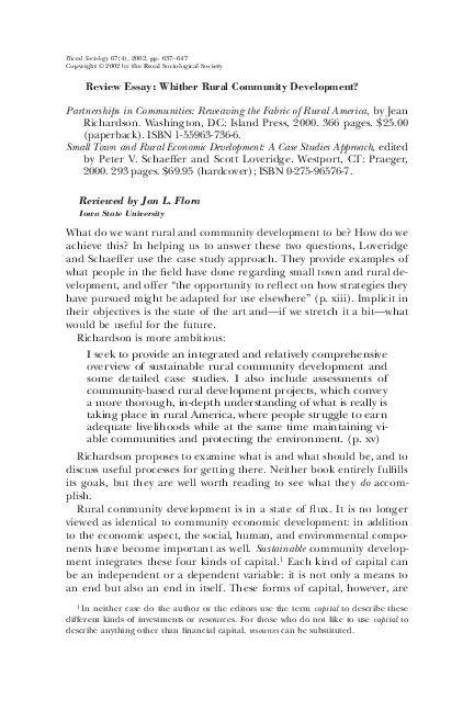(PDF) Review Essay: Whither Rural Community Development?
