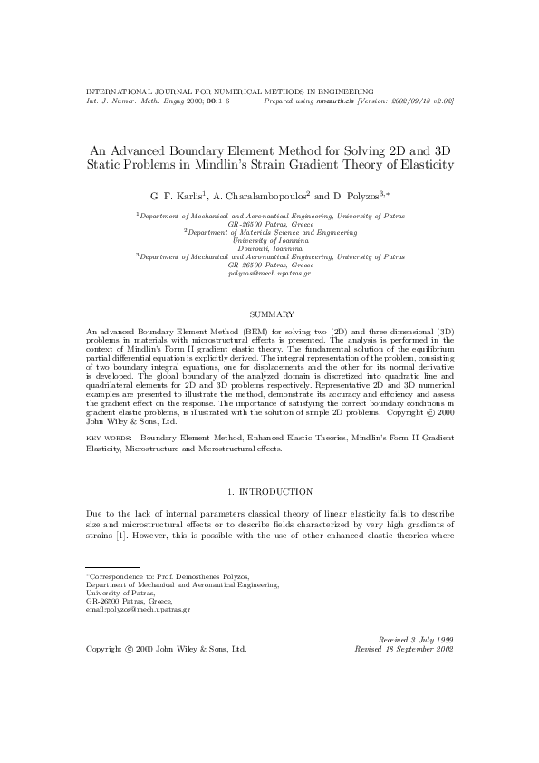 (PDF) An Advanced Boundary Element Method for Solving 2D and 3D Static Problems in Mindlin’s ...