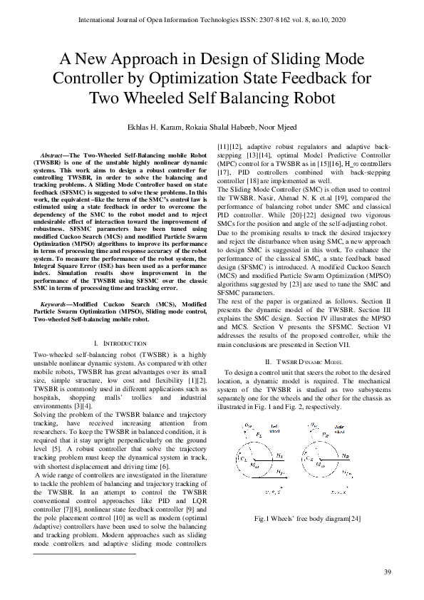 Pdf A New Approach In Design Of Sliding Mode Controller By Optimization State Feedback For Two