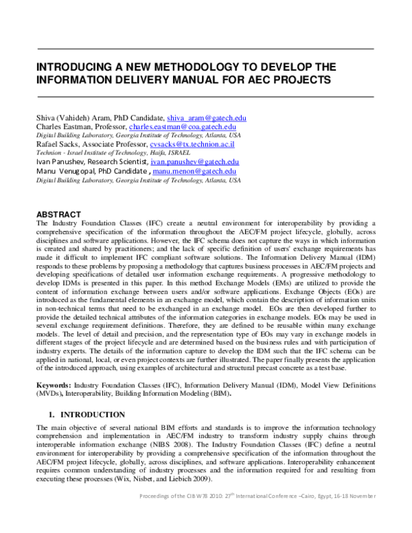 (PDF) Introducing a New Methodology to Develop the Information Delivery ...