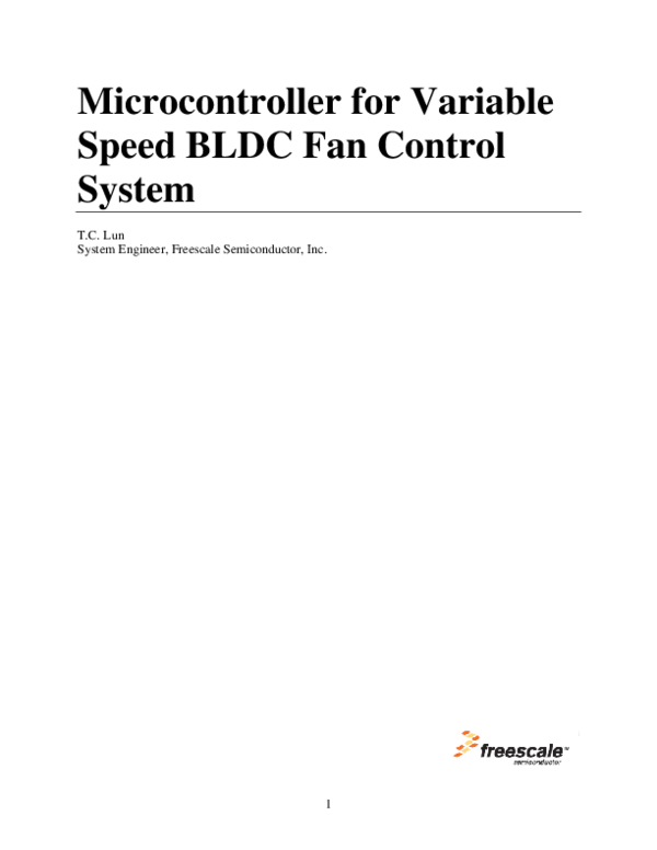(PDF) Microcontroller for Variable Speed BLDC Fan Control System