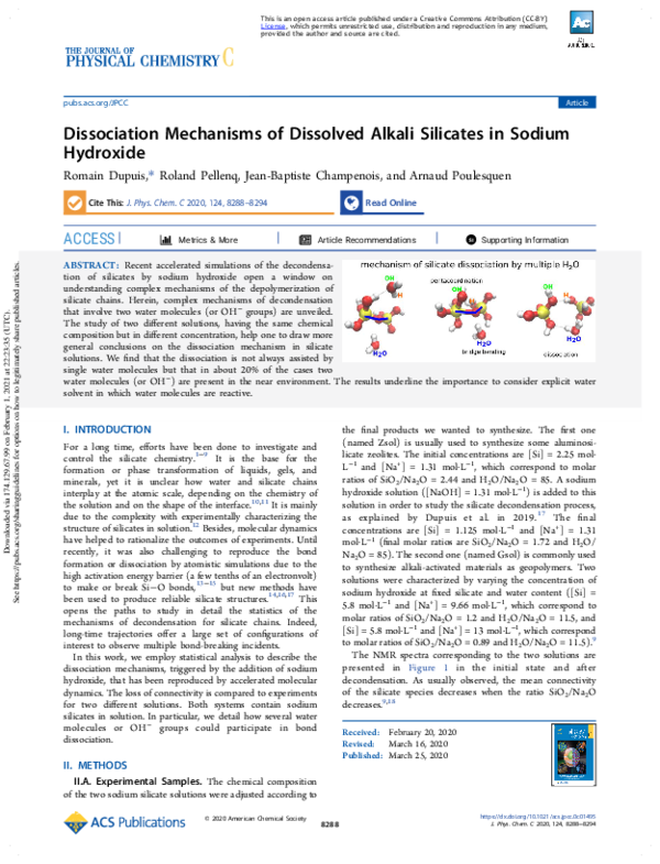 (PDF) Dissociation Mechanisms of Dissolved Alkali Silicates in Sodium ...