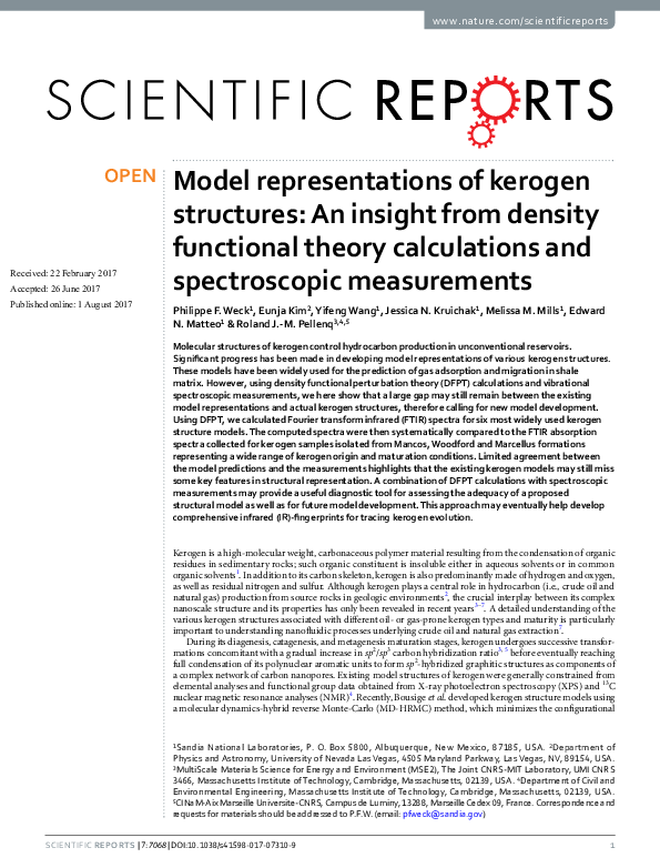 (PDF) Model representations of kerogen structures: An insight from ...