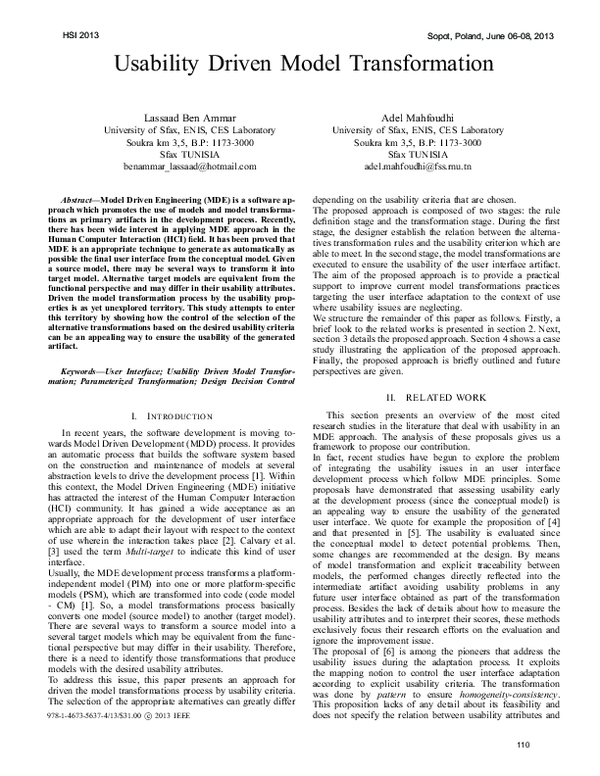 (PDF) Usability driven model transformation