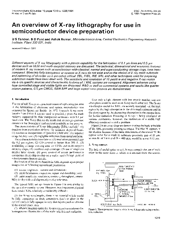 (PDF) An overview of x-ray lithography for use in semiconductor device ...