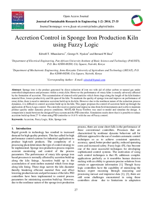 (PDF) Accretion Control in Sponge Iron Production Kiln using Fuzzy Logic
