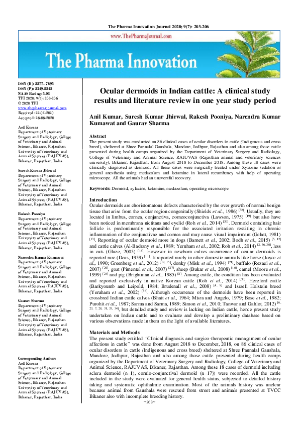 (PDF) Ocular dermoids in Indian cattle: A clinical study results and ...