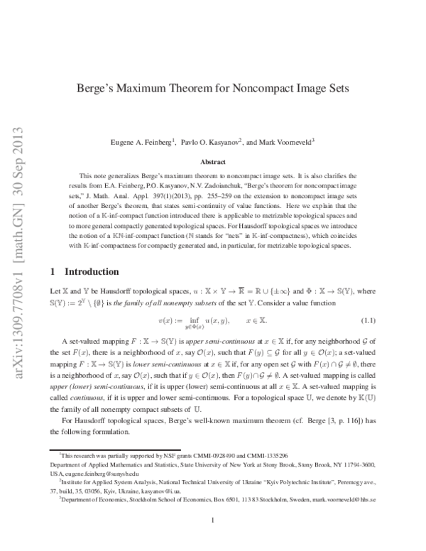 (PDF) Bergeʼs maximum theorem for noncompact image sets