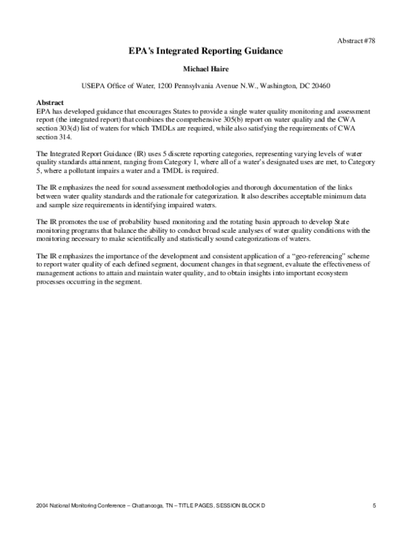 (PDF) EPA's Integrated Reporting Guidance