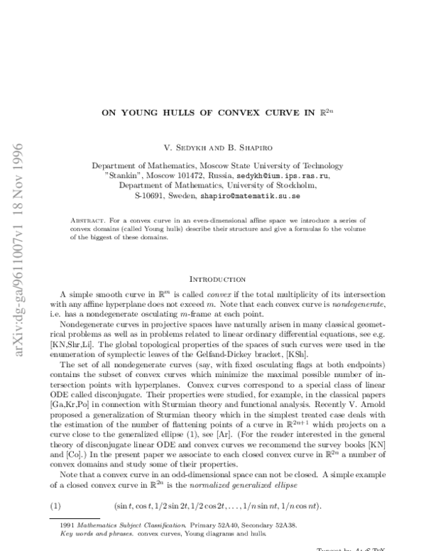 (PDF) Young Hulls of Convex Curves in Affine Space