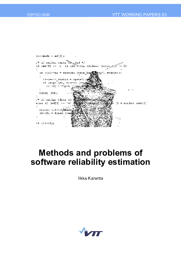 Pdf Methods And Problems Of Software Reliability Estimation