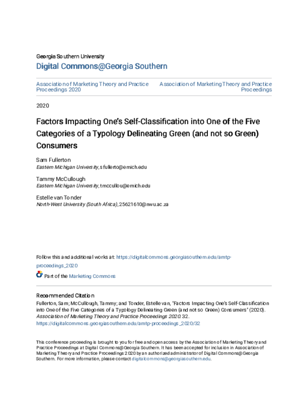 (PDF) Factors Impacting One’s Self-Classification into One of the Five ...