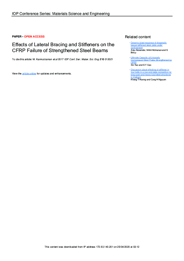 (PDF) Effects of Lateral Bracing and Stiffeners on the CFRP Failure of ...