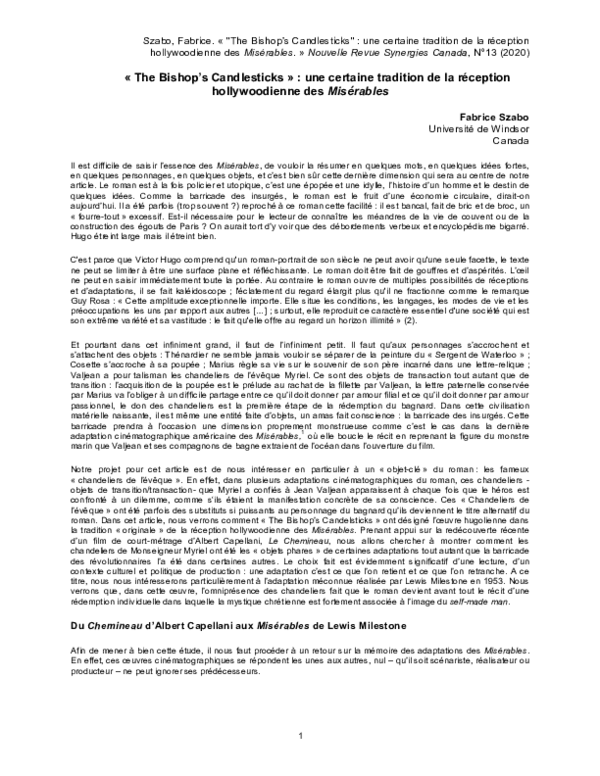 (PDF) « The Bishop’s Candlesticks » : une certaine tradition de la ...
